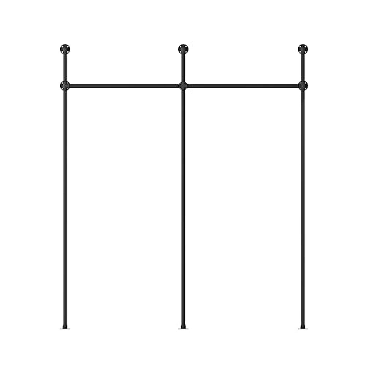 LANJIN Industrial Pipe Clothing Rack On Wall,Moden Wall Mounted Closet Storage Rack,Hanging Clothes Retail Display Rack,Heavy Duty Steampunk Garment Racks,Black & Double A