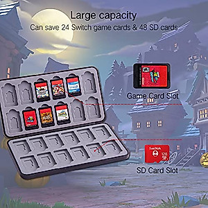PERFECTSIGHT Cute Game Card Case for Nintendo Switch/Switch Lite/OLED, 24 Game Holder Cartridge Case for Game Cards and 24 SD Cards, Kawaii Portable Compact Storage Box (Halloween)