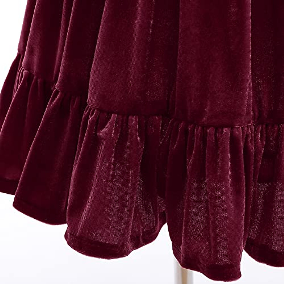 IMEKIS Christmas Dress for Toddler Girls Velvet Dress Baby Winter Pageant Party Gowns Kids Princess Long Sleeve Wedding Evening Gown Xmas Holiday Thanksgiving Birthday Fall Outfit Burgundy 5-6X