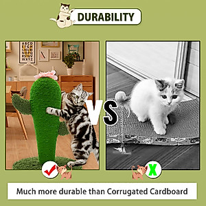 AUSCAT Cat Scratching Post, Cute Cactus Scratching Post, Nature Sisal Cat Scratcher for Indoor Cats and Kittens
