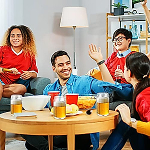 Nuogo Glass Beer Can With Straws and Lid Set Can Shaped Cups Pint Drinking Glass for Soda Juice Beverage Smoothies Iced Drinks Cocktails Drinkware (6, 16 OZ)