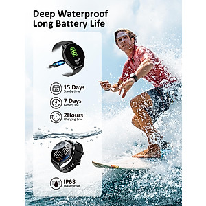 Kumi Smart Watch for Men Women, 1.39" Smartwatch for Android & iOS, Answer/Make Call, Voice Assistant, IP68 Waterproof Fitness Activity Tracker, 100+ Sport Modes, Heart Rate and Sleep Monitor, Black