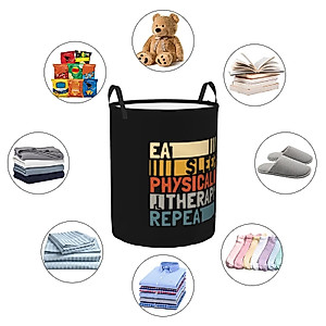 Eat Sleep Physical Therapy Laundry Basket Circular Portable Storage Box Organizer Laundry Basket Portable Laundry Storage Box Laundry Basket