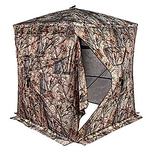 Muddy Outdoors Hunting Easy Set-Up Portable Concealable Black-Backed Water Resistant Epic Camo Prevue Ground Blind, 2-Person