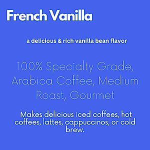 Sarasota Coffee Ground French Vanilla | Medium Roast Gourmet Flavored Coffee Grounds | Low Acid, Mold Free, Specialty Grade Flavored Bulk Ground Coffee | 5lb (80 oz)