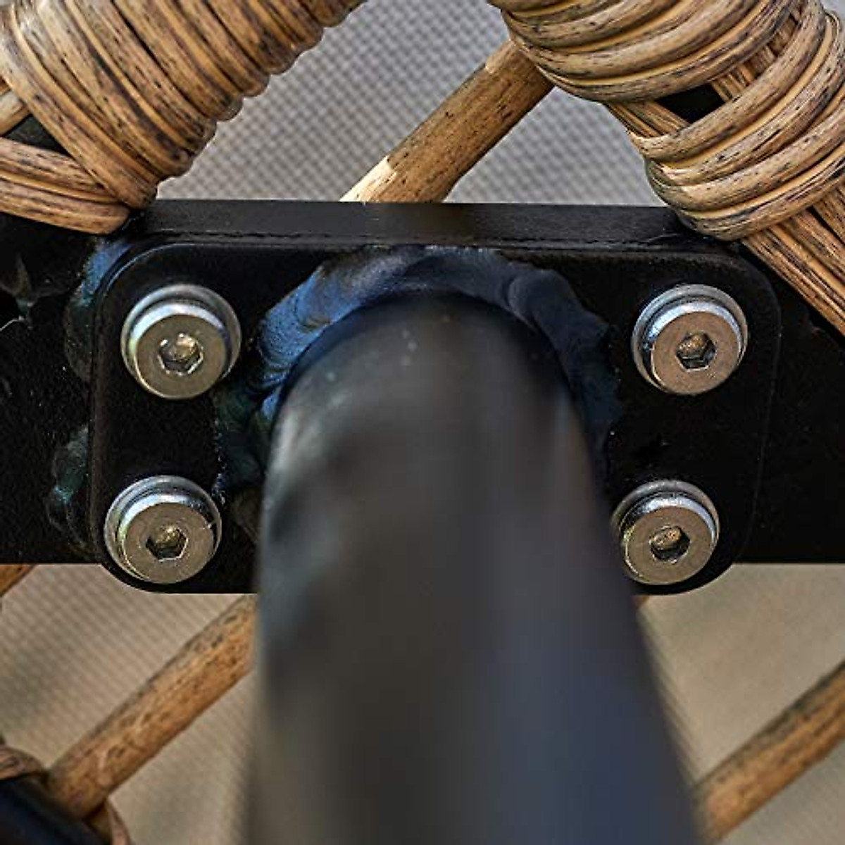 Quality Outdoor Living 29-YZ04HM Hermosa 4PC Conversation Set, Tan Wicker w/Black Aluminum and Off-White Cushions