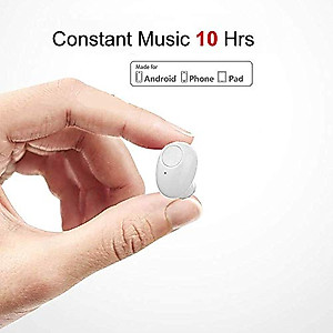 NVAHVA Single Bluetooth Earpiece10 Hrs Playtime,Wireless Headphone, Mini Bluetooth Headset Hands-Free Car Earphone,Cell Phone Bluetooth Earbud for iOS Android Smart Phones PC TV Audiobook (White)