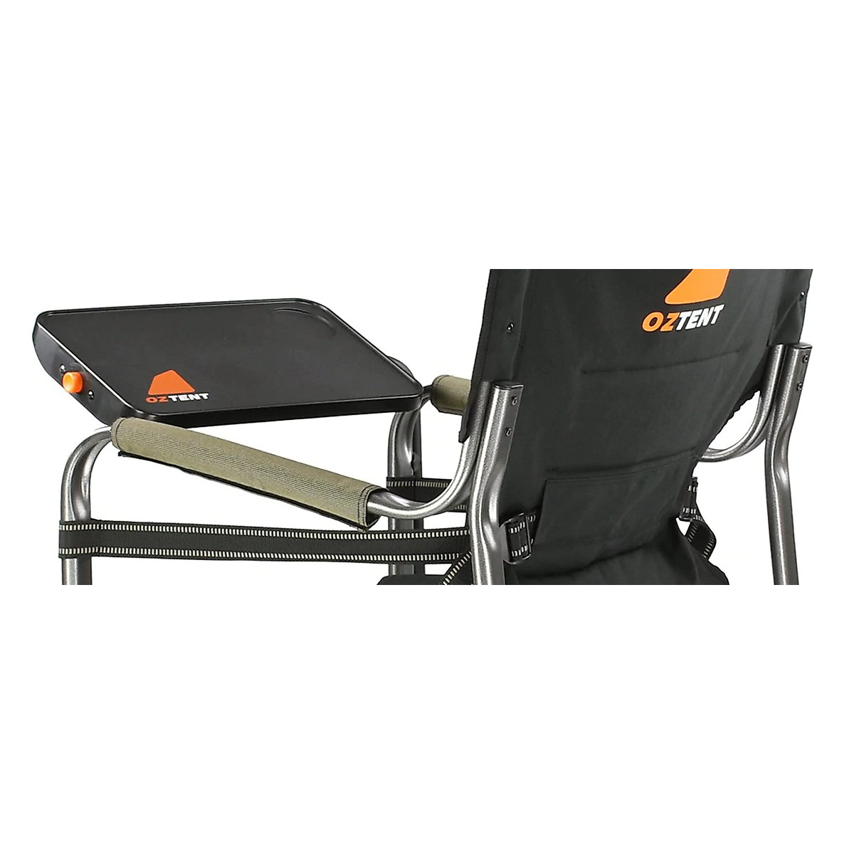 OzTent Gecko Camping Chair with Lumbar Support and Swivel Table