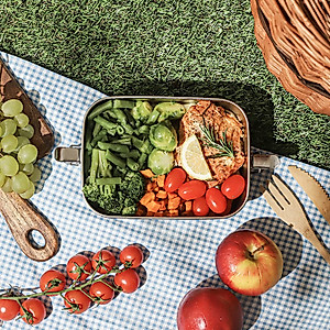 Bambaw Stainless Steel Lunch Box 1400 ml | Adjustable Compartment Stainless Steel Food Container | Leakproof Steel Bento Box | Eco Friendly Lunch Boxes with Lid 47.3 oz | Sandwich Boxes for Adults