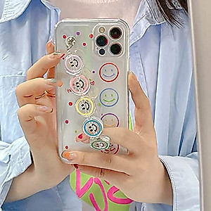 aaknhen Cartoon Cute Smiley Face Clear Phone Case Compatible with iPhone 12 Case with Crystal Pretty Cartoon Smile Bracelet Soft Silicone Clear Shockproof Bumper Case(Iphone12)