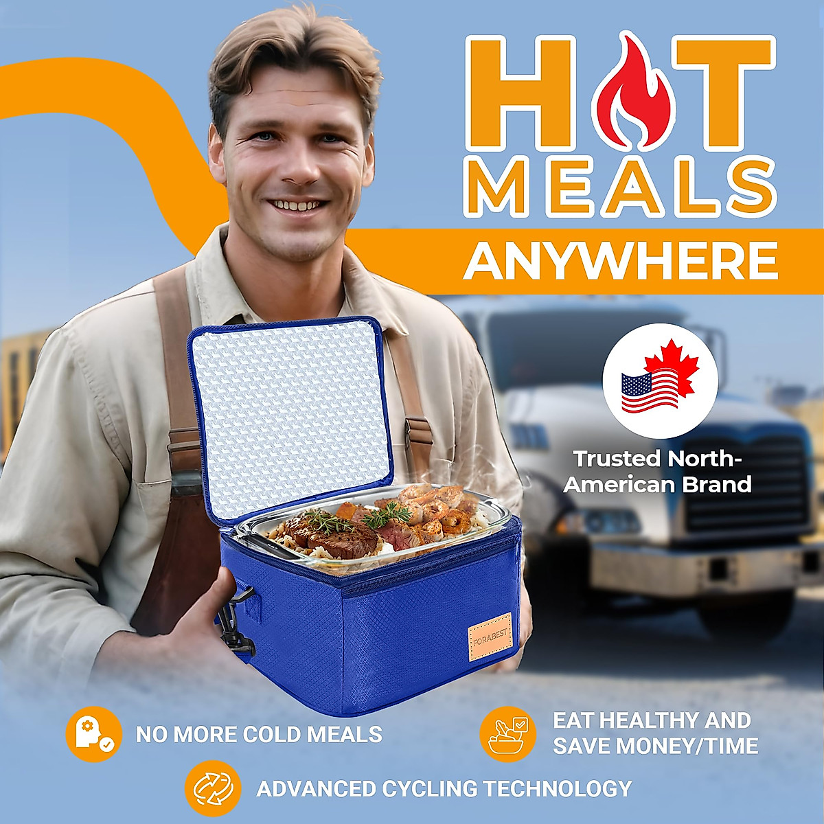 Portable Oven & Food Warmer Electric Lunch Box Food Heater 12/24/110/220V for Car, Truck, Office, Travel & Home ,Mini Portable Microwave Lunch Heater for Work, Compact Portable Food Warmer Lunch Box