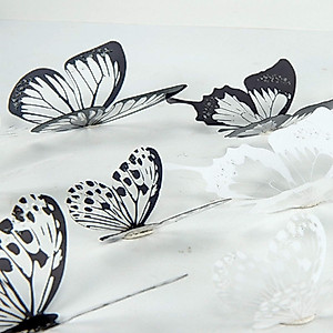 Butterfly Wall Stickers Decal, 36 PCS 3D Black and White Butterfly Stickers with Adhesive,Qyeaber Crystal Butterflies, Removable Art Mural for Baby Kids Bedroom