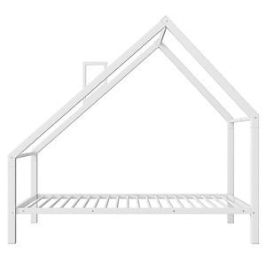 Bellemave Twin House Bed for Kids, Kids Twin Bed, Twin Bed for Girls/Boys, Montessori Bed for Kids with Roof, Metal House Bed for Kids, White