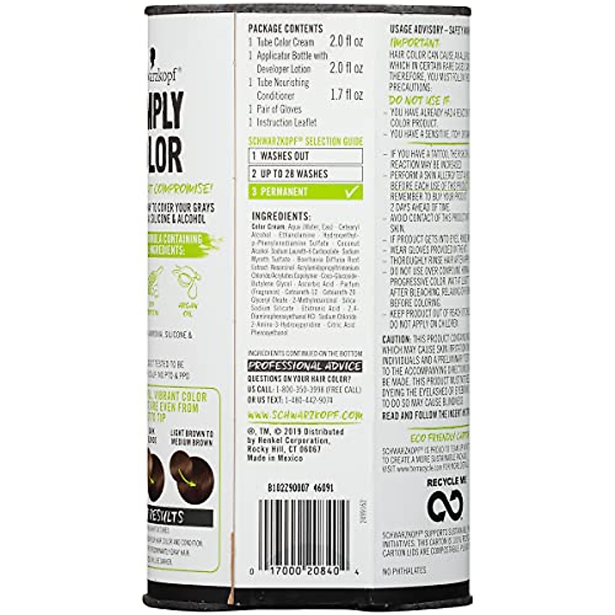 Schwarzkopf Simply Color Permanent Hair Color, 5.0 Medium Brown