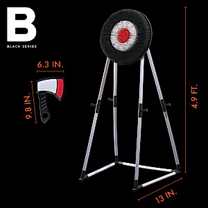 Black Series Axe Throwing Target Set, Includes 3 Axes & Bristle Target, Lightweight Plastic Axes with Blunted Edges, Safe for Indoor & Outdoor Use, Fun Party Activity Game