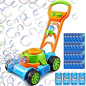 Sloosh Bubble Lawn Mower Toddler Toys - Kids Toys Bubble Machine Summer Outdoor Toys Games, Automatic Bubble Mover Push Toy for Age 1 2 3 4 Year Old Preschool Baby Boys Girls Birthday Gifts (Blue)