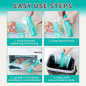 WRAPOK Microwave Steamer Bags 15 Pack Zip Steam Vegetable Cooking Bag for Potatoes Meat, 7.9 X 8.7 Inches