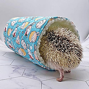 Handmade Fleece Small Animal Tunnel Collapsible Pet Play Toy Tunnel Tube for Dwarf Rabbit Hamster Guinea Pig Toys Chinchilla Sugar Glider Hedgehog Hideout Cave (Blue)