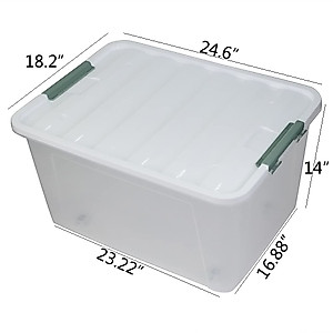 Saedy 85 Quart Plastic Storage Bins with Lids and Wheels, Large Plastic Box, Set of 2