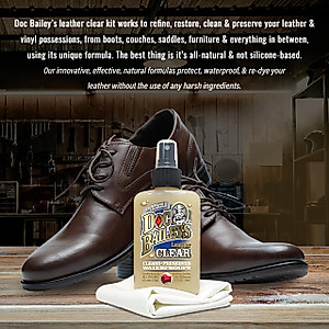 Doc Baileys Clear Leather Cleaner and Conditioner - Waterproof Fine Leather Softener for Boots, Saddles & More - 4oz, 2 Packs