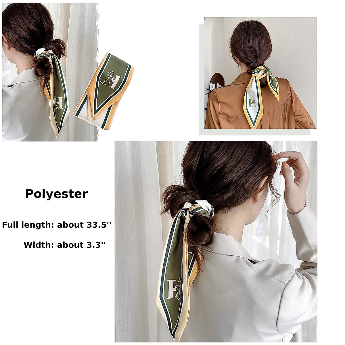 fashion ribbon scarf for hair 10 pcs hair scarf set chic polyester handbag handle ribbon scarf stylish hair headbands neck scarf neckerchief for women girls ladies