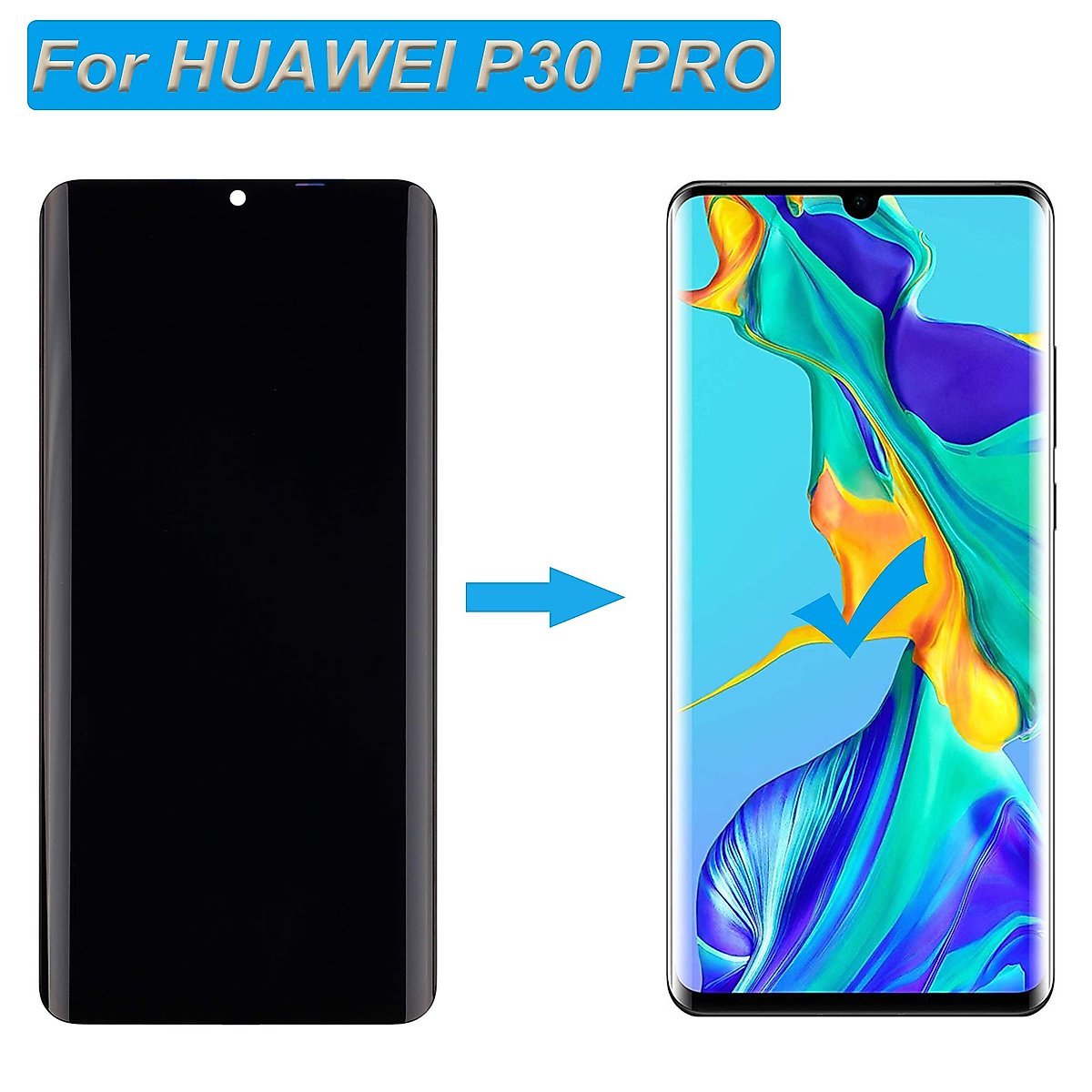 E-yiiviil LCD Display Compatible with Huawei P30 Pro VOG-L29, VOG-L09 6.47" LCD Display Touch Screen Assembly with Tools