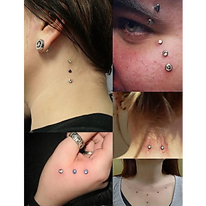 Vsnnsns Dermal Piercing Jewelry Kit, 12Pcs G23 Titanium Dermal Anchor Tops, Internally Threaded, 14G 1.6mm, 2/3/4mm, Clear CZ, for Women Men