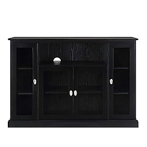 Summit Highboy TV Stand with Storage Cabinets and Shelves , Black