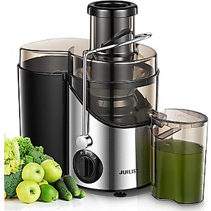 Juicer Machines, 600W Centrifugal Juicer Extractor with Wide Mouth 3” Feed Chute, 1200W Peak Power for Hard & Soft Fruit Vegetable, Easy to Clean, Stainless Steel, Silver