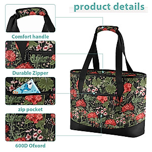 ALAZA Wildflowers Trendy Floral Cooler Bag Insulated Lunch Bag for Women Men, Reusable Leakproof Cooler Tote Shoulder Bag for Picnic Camping Work Office Beach