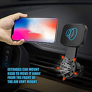 WixGear Magnetic Mount, Universal Air Vent Twist Hole Magnetic Phone Holder for Car, for All Cell Phones with Fast Swift-Snap Technology, Will Not Block Air Vent Flow - for Horizontal Vent