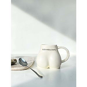 Butt Funny Coffee Mug for Women, Cute Novelty Gifts Butt Shaped 3d Cup, Cute Mugs for Women Booty Mug, Female Body Mug Vase, Nice Butt Cute Mugs Gift, Funny Mugs for Friends 12oz (Cream)