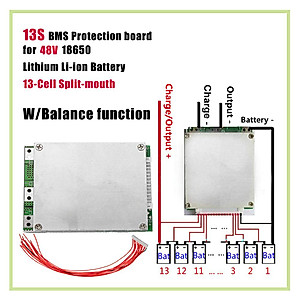 Acxico 1Pcs 48V 35A 13S BMS PCB Board Li-ion 18650 Battery Protection Board with Balance Integrated Circuits Board for e-bikeBattery