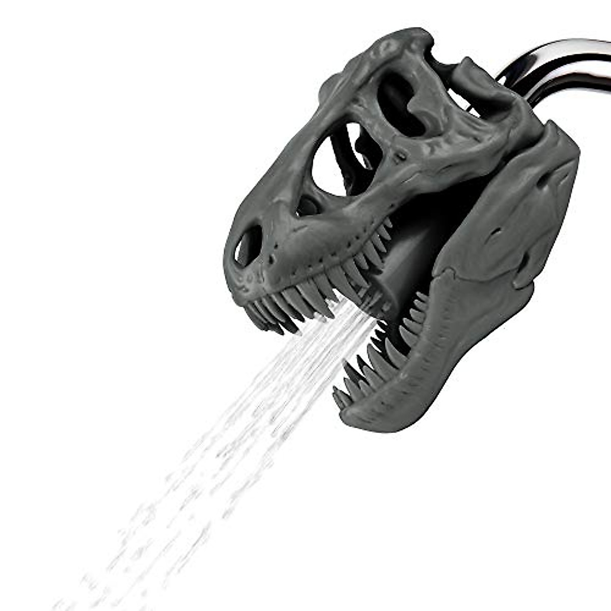 Funwares Wash n' Roar T-Rex Shower Head, Gray - Shower Nozzle Shaped like a Tyrannosaurus Rex Skull