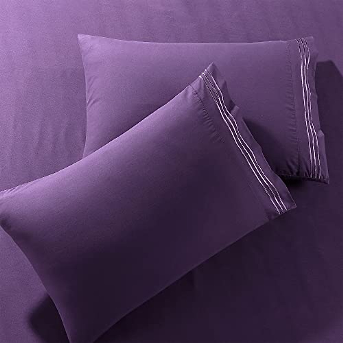 Bed Sheets - Full Sheet Set [6-Piece, Purple] - Hotel Luxury 1800 Brushed Microfiber - Soft and Breathable - Deep Pocket Fitted Sheet, Flat Sheet, Pillow Cases
