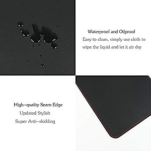 YSAGi 2 Pack Mouse Pads, Ultra Thin Waterproof PVC Leather Mouse Pad,Stitched Edges,Works for Computers, Laptop,All Types of Mouse pad, Office/Home(7.87''×9.84'',2 Pack, Black)