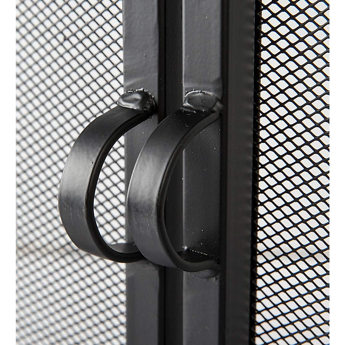 Plow & Hearth Metal Fireplace Screen Glass Flatguard Black | 38" W x 31" H | 2 - Door | Spark Guard Indoor Grate | Iron Fire Place Cover | Wood Burning Stove Decorative Accessories