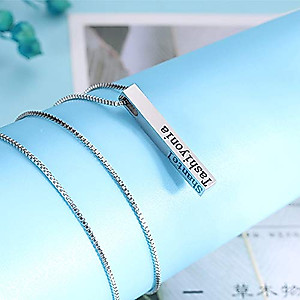 RESVIVI Sterling Silver 3D Engraved Personalized Bar Name Necklace Custom Made Any Name Pendant Necklace Sterling Silver