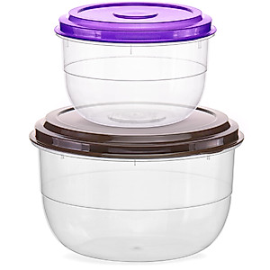 DecorRack Food Storage Container Set, 2.5 Quarts and 5.5 Quarts, BPA Free- Plastic, Food Grade Safe, Heavy Duty Dry Storage Containers, Round Large Food Container Bowl with Airtight Lid (2 Pack)