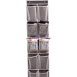 MISSLO Heavy Duty Organizer for Narrow Door with 12 Mesh Pockets (Brown)
