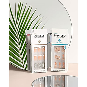 KISS imPRESS Press-On Manicure, Nail Kit, PureFit Technology, Short Press-On Nails, Time Slip, Includes Prep Pad, Mini File, Cuticle Stick, and 30 Fake Nails