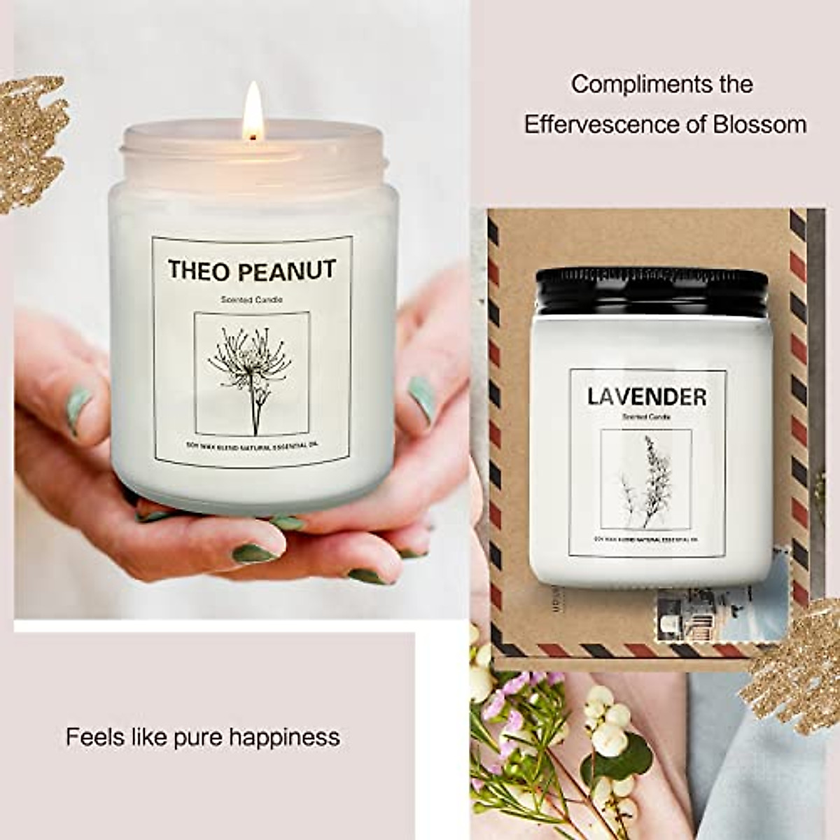 6 Pack Candles for Home Scented, Lavender Candle, 42.6 oz 300 Hour Long Lasting Natural Soy Wax Candles, Aromatherapy Jar Candle for Relaxing- Scented Candles Gift Set for Women, Birthday Gifts
