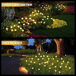 Firefly Solar Garden Lights Outdoor, Solar Firefly Lights, 4 Pack 32 LED Vibrant Firefly Starburst Swaying Lights, Waterproof Solar Decorations Lights for Yard Walkway (Warm White)