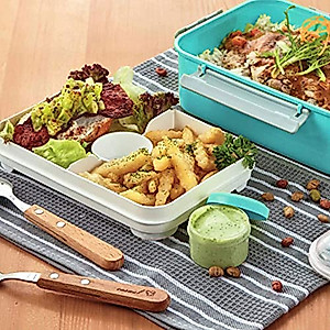 shopwithgreen 3 Pack Salad Food Storage Container To Go, 47 oz Bento Box with Removable Tray & Dressing Pots, for Lunch Salad Snacks Fruit, Food Prep Storage Containers with Lids