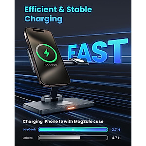3-in-1 Foldable Charger Stand for MagSafe: JoyGeek Wireless Charging Station for iPhone 15/14/13/12 Pro Max Plus Mini, Magnetic Mag-Safe Dock for Apple Watch Ultra/SE/9/8/7/6/5/4/3/2, Air Pods Pro/3/2