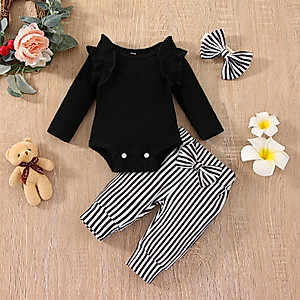 VINUOKER Preemie Newborn Baby Girls Outfits set long Sleeve Cotton Pants Sets Infant Fall Winter Clothes