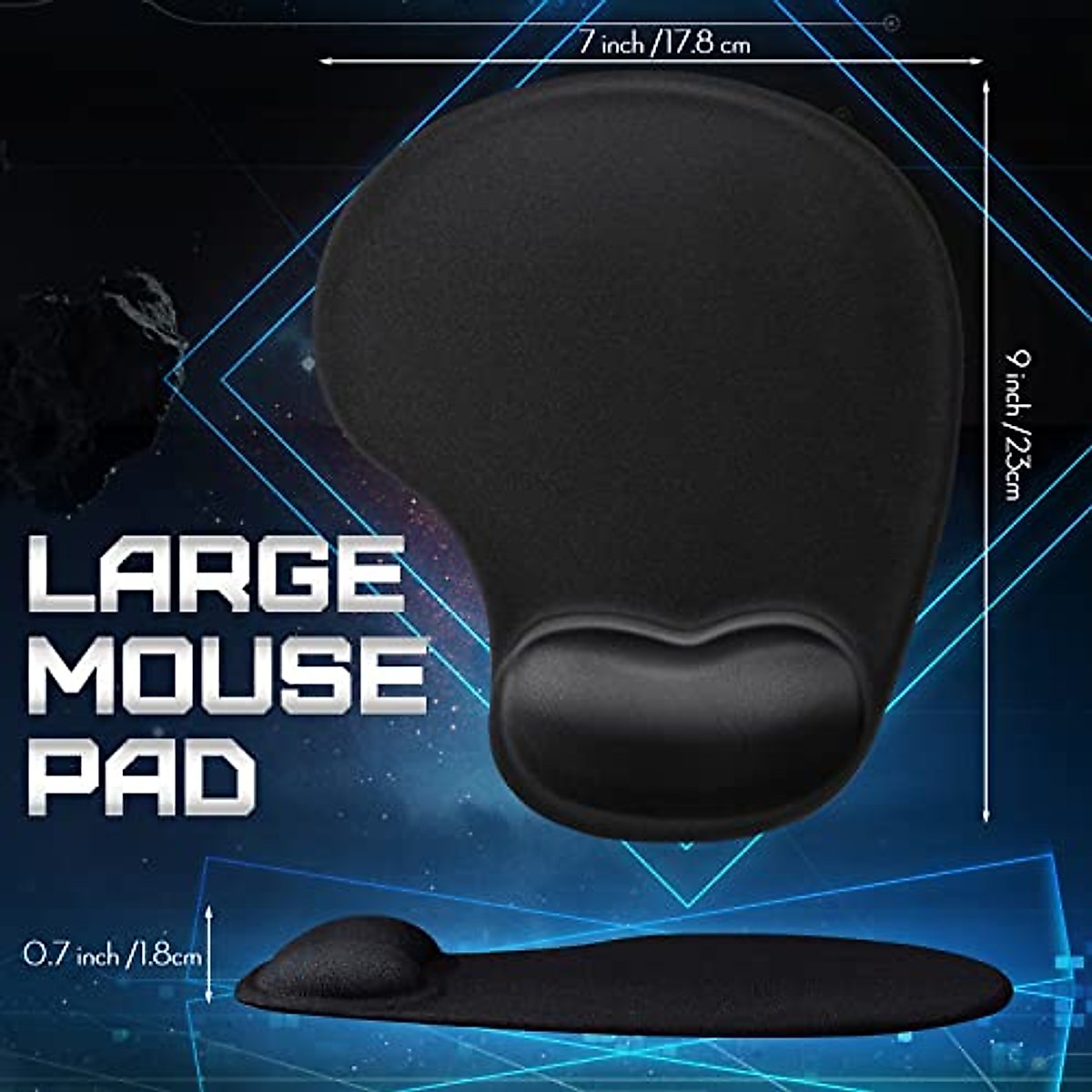 9 Pack Mouse Pad Ergonomic Mouse Pad with Gel Wrist Rest Support Memory Foam Mouse Pad Non Slip PU Base Pain Relief Mousepad for Computer Laptop Home Office Travel