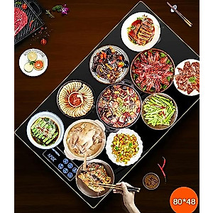 Buffet Warming Tray Hot Plate with Adjustable Temperature Control, Party Chafing Dish, Electric Food Warmer for Kitchen, Dining Room (Black 31x19inch)