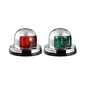 Partsam 2Pcs Marine Boat Light, Red Green LED Bow Navigation Lights, Deck Port Side Starboard Lights Sailing Signal Light for Pontoon Yacht Sailboat Speedboat Fishing Boats, IP67 Waterproof, DC 12V