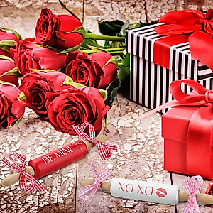 CHENGU Valentines Tiered Tray Decor 3 Pieces Valentine's Day Rolling Pin Decor Farmhouse Handmade Decor Tiered Tray Decoration Wood Rolling Pin Farmhouse Valentine's Day Decor (Romantic Style)